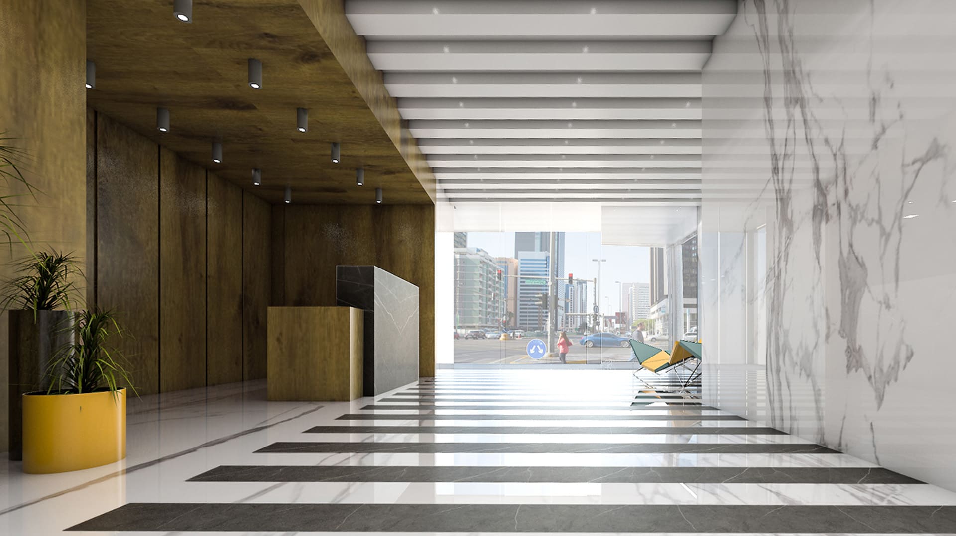 Hana Tayar - Projects - RESIDENTIAL TOWER MAIN ENTRANCE LOBBY - INTERIORS